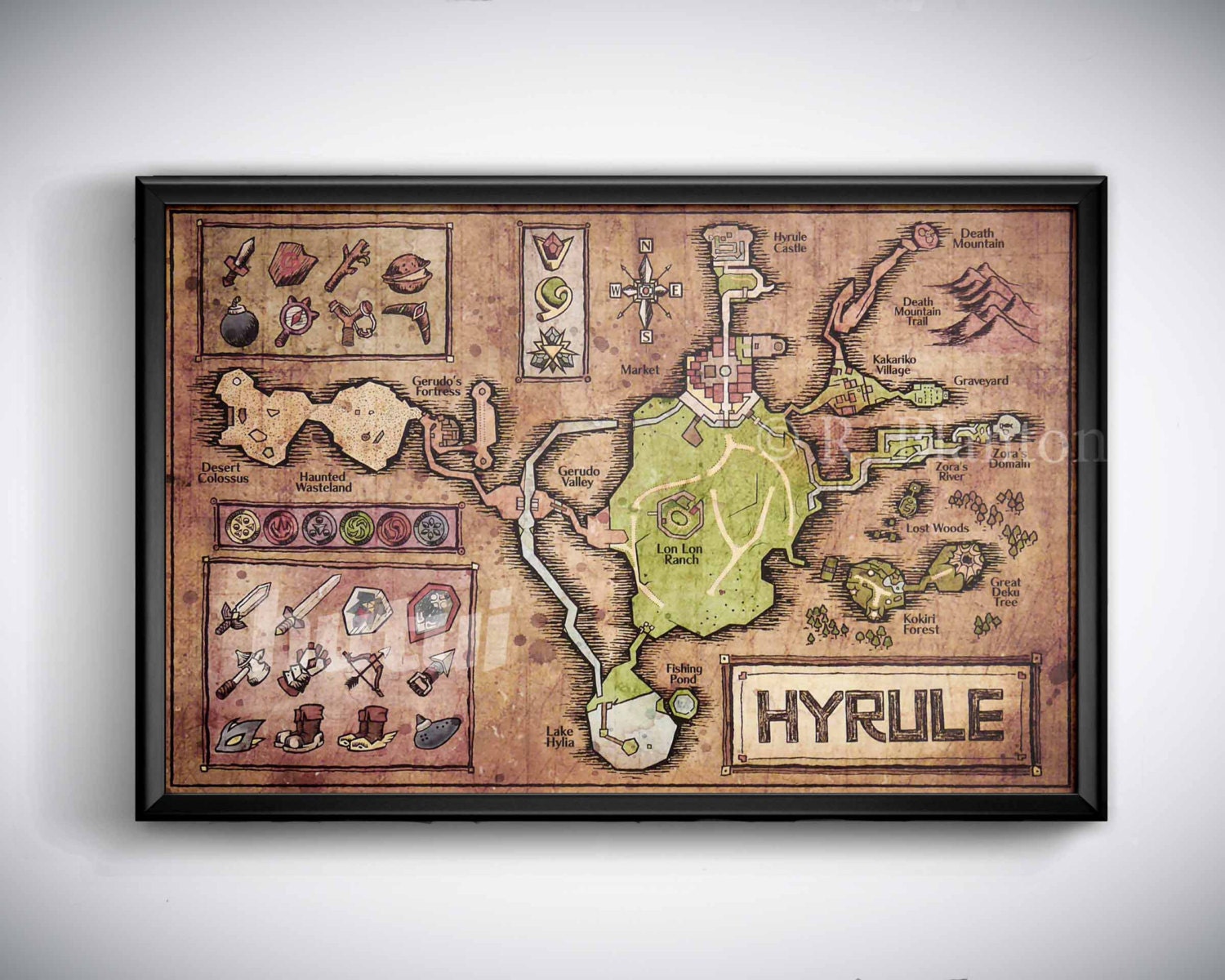Map of Hyrule from Legend of Zelda Ocarina of Time English