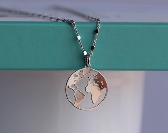 World map necklace | Etsy