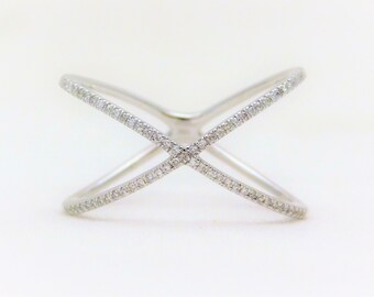 Diamond x ring | Etsy