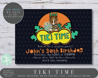Tiki invitations | Etsy