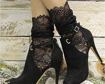 Lace socks for heels | Etsy