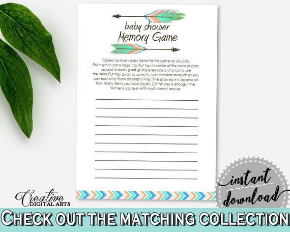 Memory Game Baby Shower Memory Game Arrows Baby Shower Memory