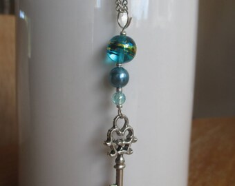 8 Royal Blue Key Charm Skeleton Key Charm Plastic Key Beading