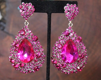 Hot pink earrings | Etsy
