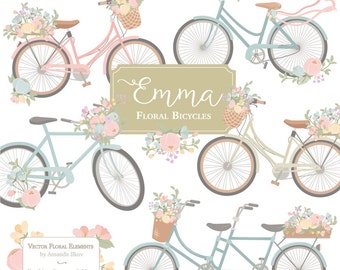 Emma Floral Heart Clipart & Vectors in Wildflowers pink