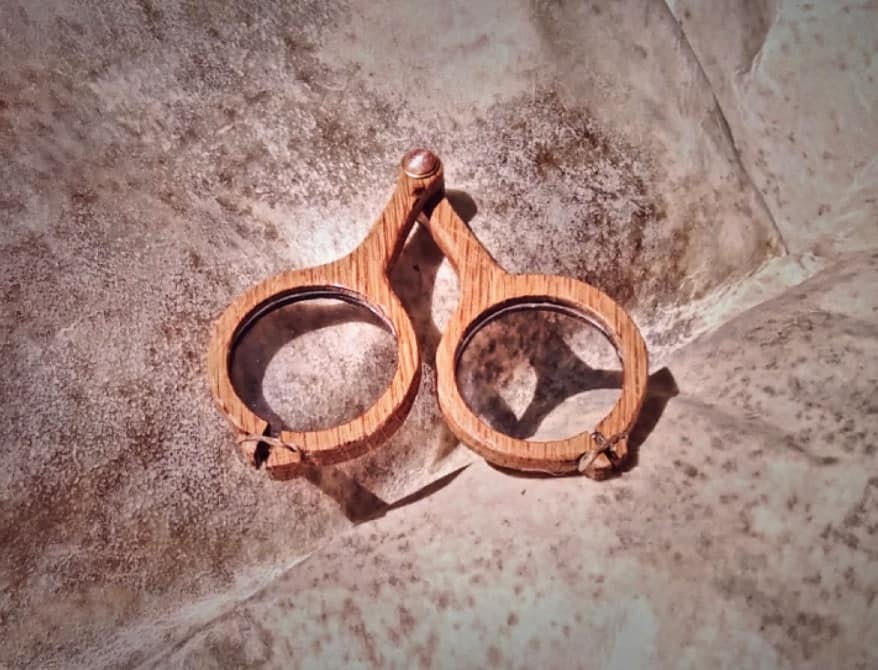 Medieval antique eyeglasses reenactment wood handmade gothic