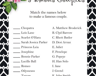 Famous couples game | Etsy