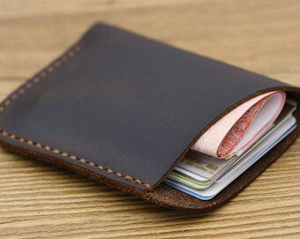 Leather card wallet | Etsy