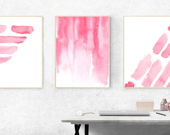 Pink watercolor art | Etsy