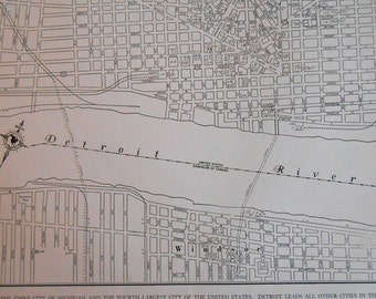 Vintage detroit map | Etsy