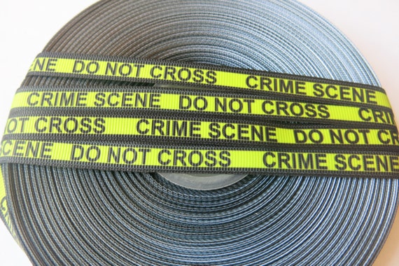 5 yards of 3/8 inch Crime scene grosgrain ribbon
