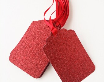 Red gift tags | Etsy