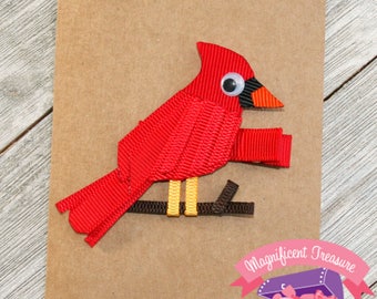 3D Christmas Tree Ribbon Sculpture Hair Clip Pin or Clip and