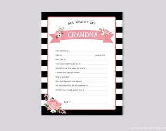 All About My Grandma Kid Questionnaire Mothers Day Gift Gift