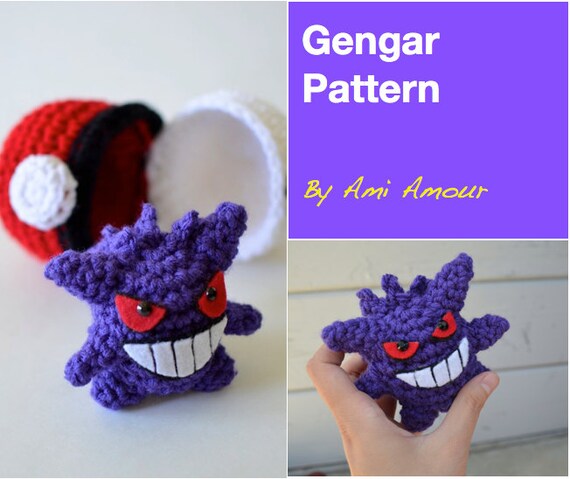 Gengar Pattern Amigurumi Pokemon Pattern crochet PDF