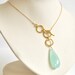 Aqua Chalcedony Necklace Gold Filled Necklace Aqua Blue