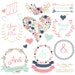 Emma Floral Heart Clipart & Vectors in Mint and Coral mint