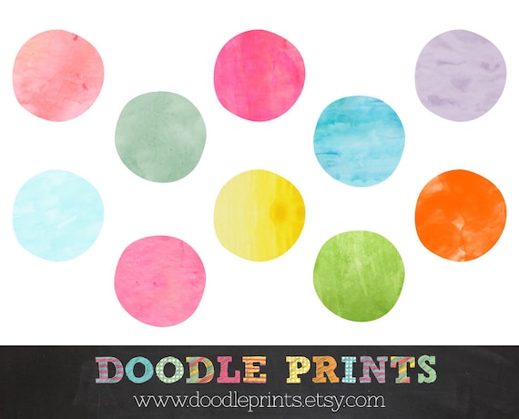 Watercolor Dots Digital Clip Art Printable Images