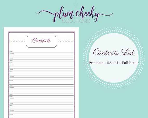 Address Book Contacts List Printable PDF Page Instant Download address-book-contacts-list-printable-pdf-page-instant-download