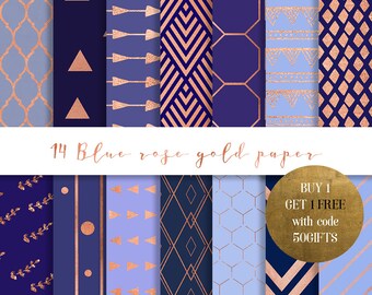 Navy and Gold Glitter Digital Paper Pack. Quatrefoil Polka