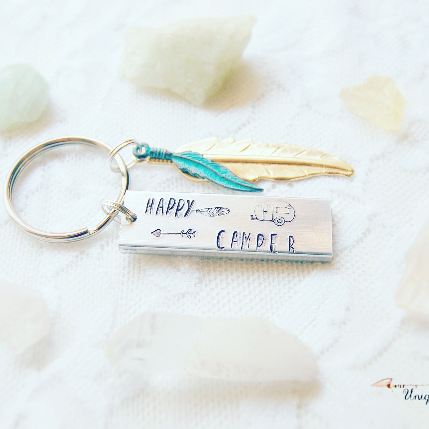 Happy Camper Keyring Camping Key Chain Camper Key Chain