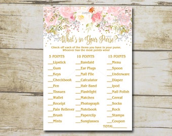 Floral pink & gold Baby Shower Game Celebrity Baby Names