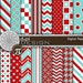 Aqua Blue & Red Digital Scrapbook Paper Printable Digital