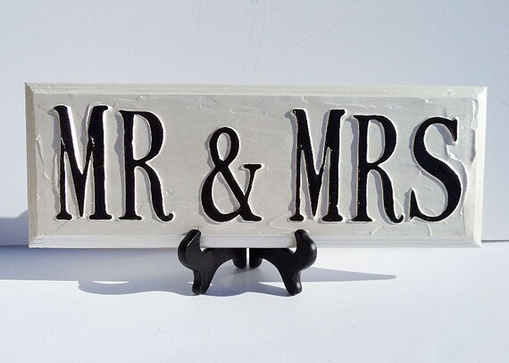 Items similar to Mr & Mrs Textured Plaque black and white on Etsy
