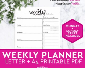 Weekly Planner Printable 20 pack // Weekly schedule