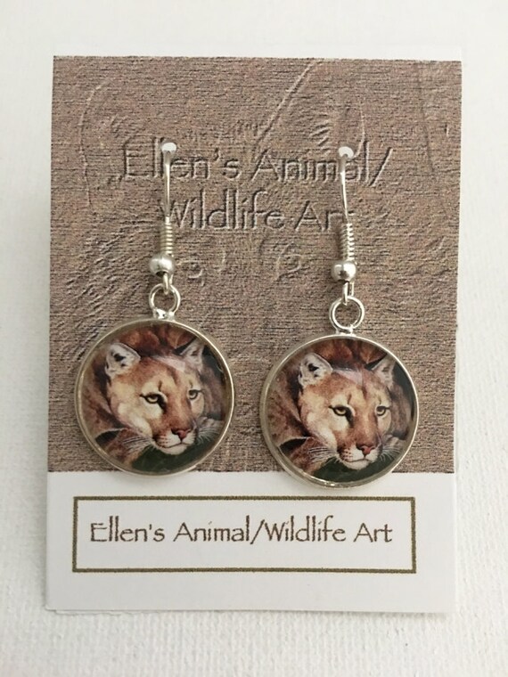 Puma Mountain lion Cougar earrings jewelry florida