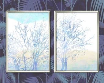 Blue tree art | Etsy