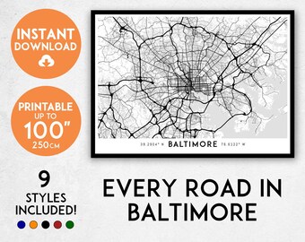 Baltimore Map Art Baltimore Art Print Baltimore Neighborhood