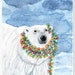 Christmas Polar Bear Watercolor Art Print Whimsical Christmas