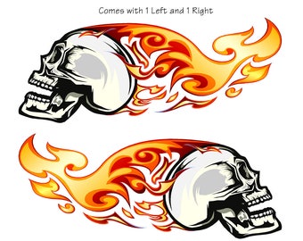 Flaming skull decal | Etsy
