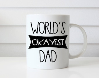 Worlds Okayest Dad Glass 26 ounce Engraved Beer Mug Fathers