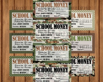 INSTANT DOWNLOAD School Money Printable Envelope Stickers