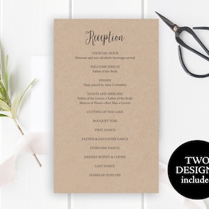 Reception program | Etsy