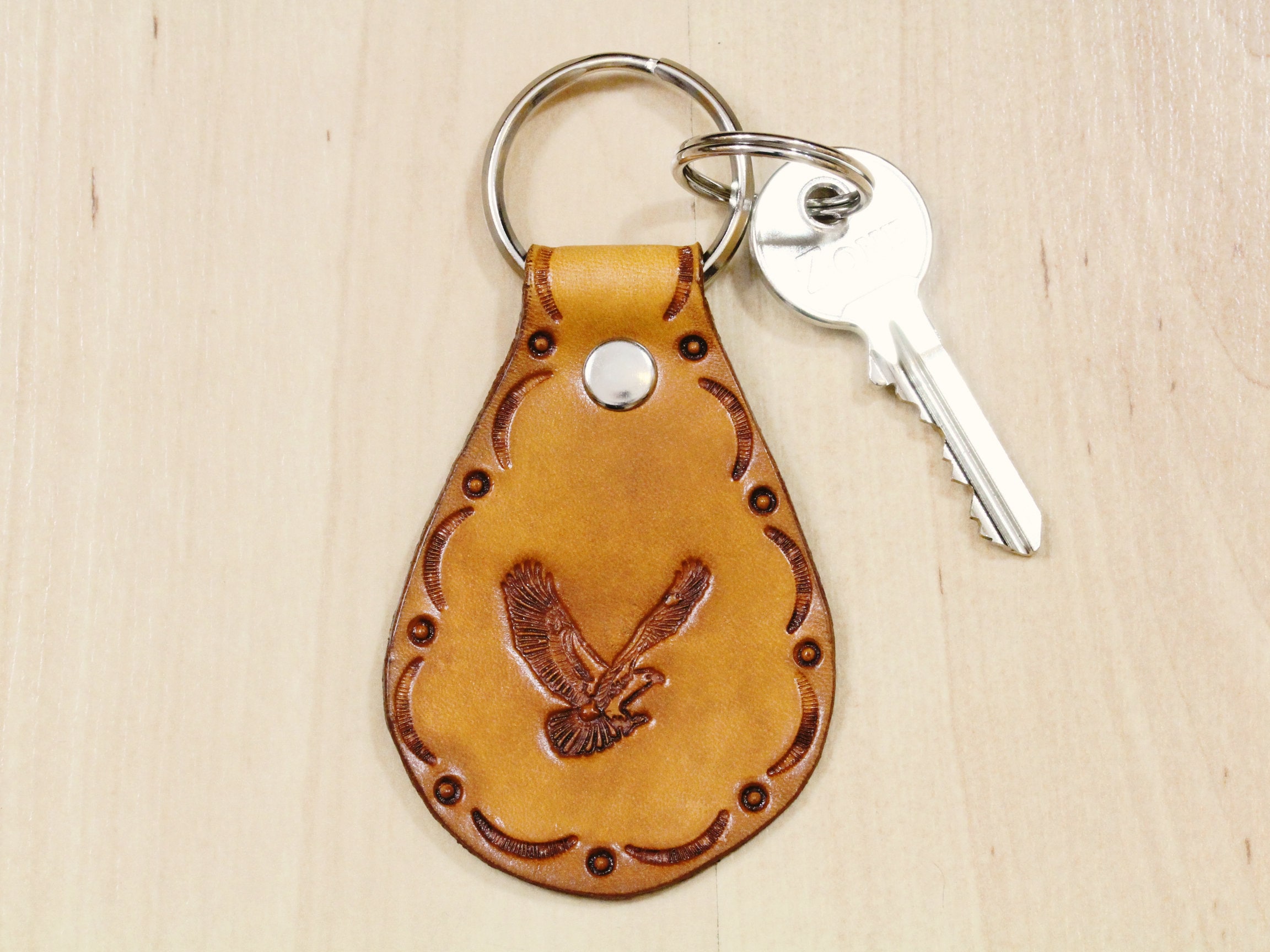 Eagle Keychain Hand Tooled Leather Keychain 3rd Leather