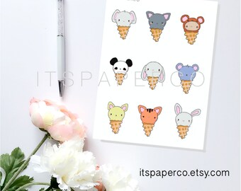 Cute Kawaii Ice Creams Digital and Printable Clip Art