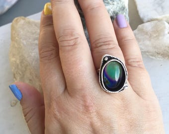 Mood Ring Silver Color Changing Ring Gypsy Jewelry Boho