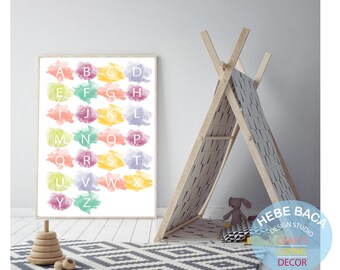 ABC wall art ABC card B is for Bear alphabet flash cards