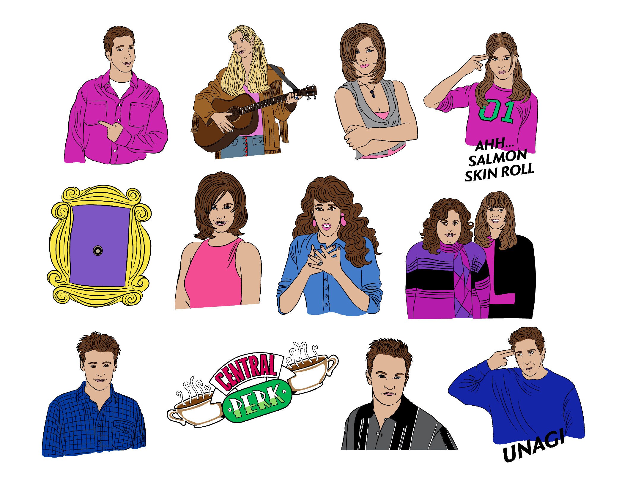 Friends - 12 piece sticker set - Friends TV show - Friends sticker pack ...