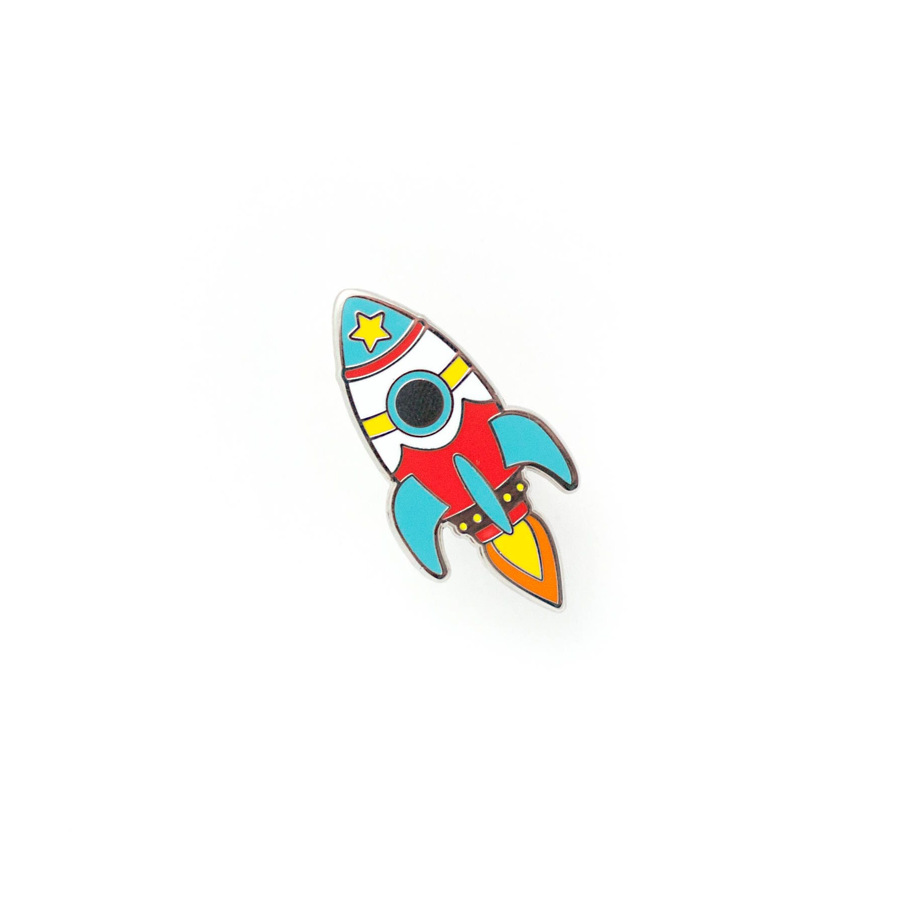 Bright Retro Rocket Enamel Pin Hard Enamel Pin Cloisonné