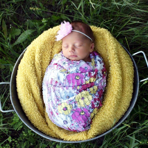 Floral Ruffle Baby Girl Swaddle Blanket Floral Ruffle