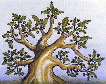 Oak tree painting | Etsy