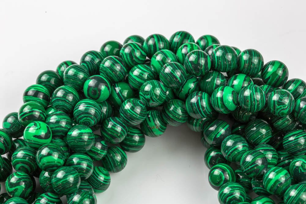 Reconstituted Malachite smooth round sizes 6mm 8mm 10mm