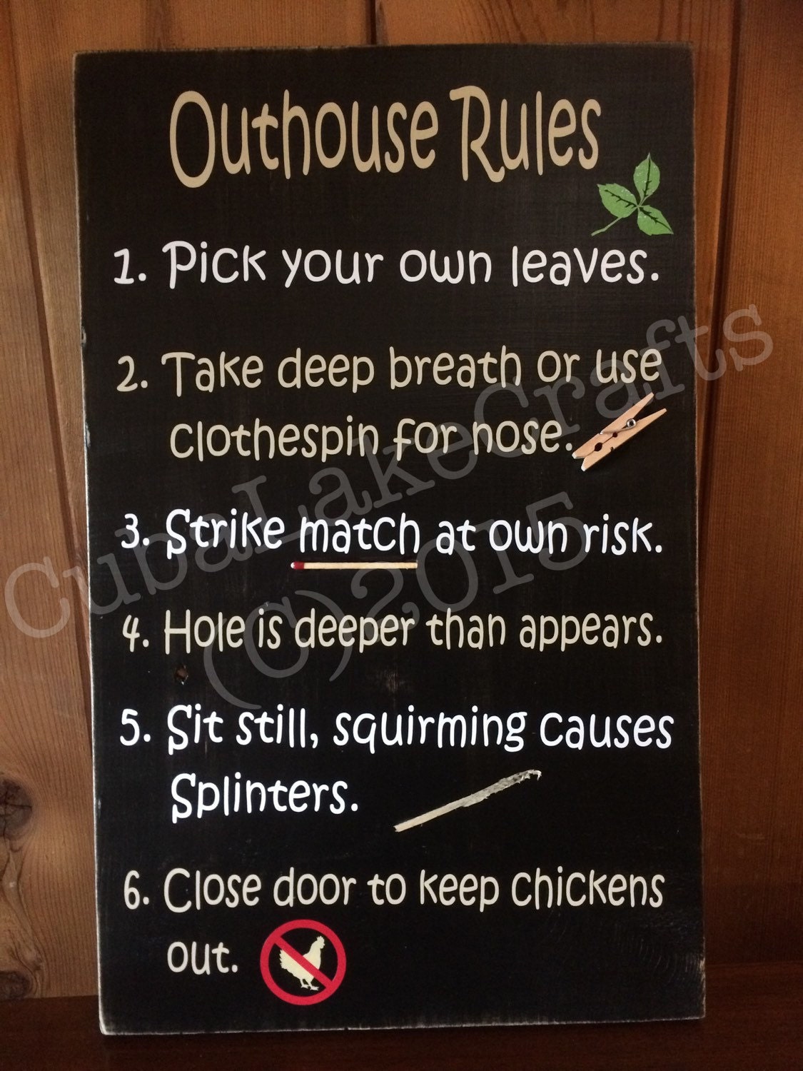 Outhouse Rules Home Decor Wood Sign Wall Hanging Primitive