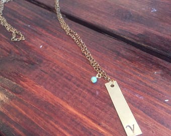 14k gold necklace. Initial pendant. Letter charm necklace.