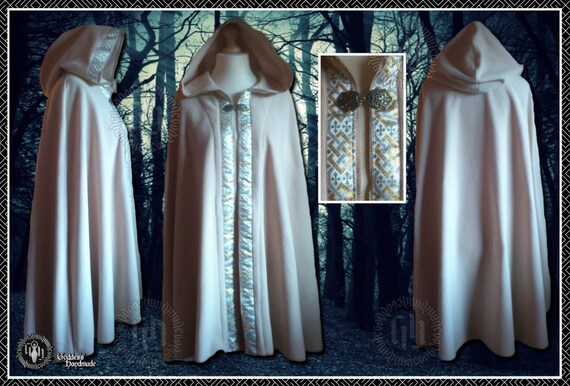 Short Cape Cloak Polar Fleece Rounded Hood with Braid