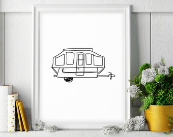 Camper line art | Etsy